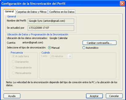 GOOGLE SYNC PROFILE SYNCHRONIZATION SETTINGS
