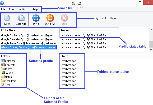 Main Sync2 window
